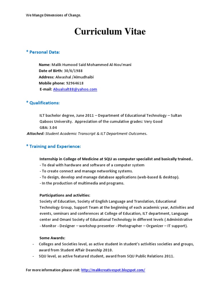 Malik CV | PDF | Educational Technology | Multimedia