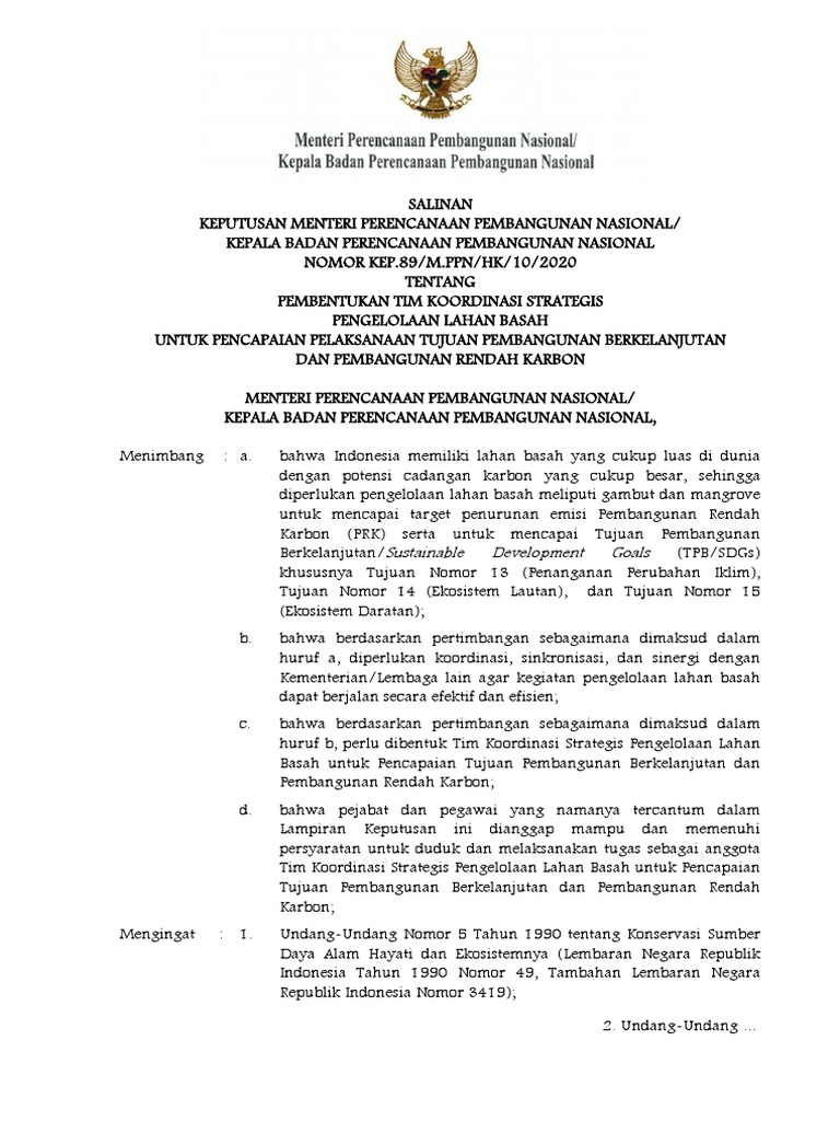 Salinan SK No 89 Tahun 20201 | PDF