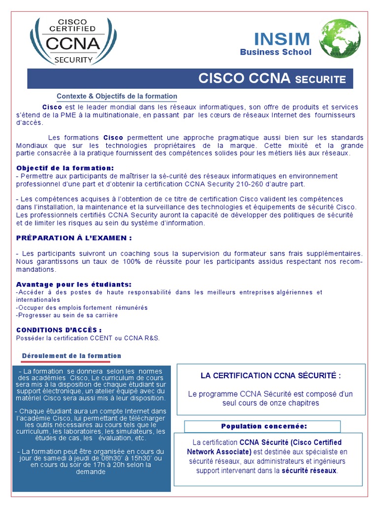 Programme Ccna Securite | PDF | Systèmes Cisco | Sécurité des systèmes d'information