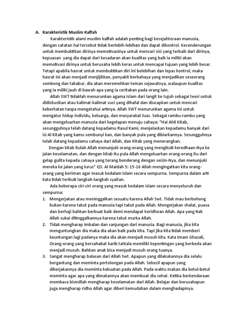 Karakteristik Muslim Kaffah | PDF