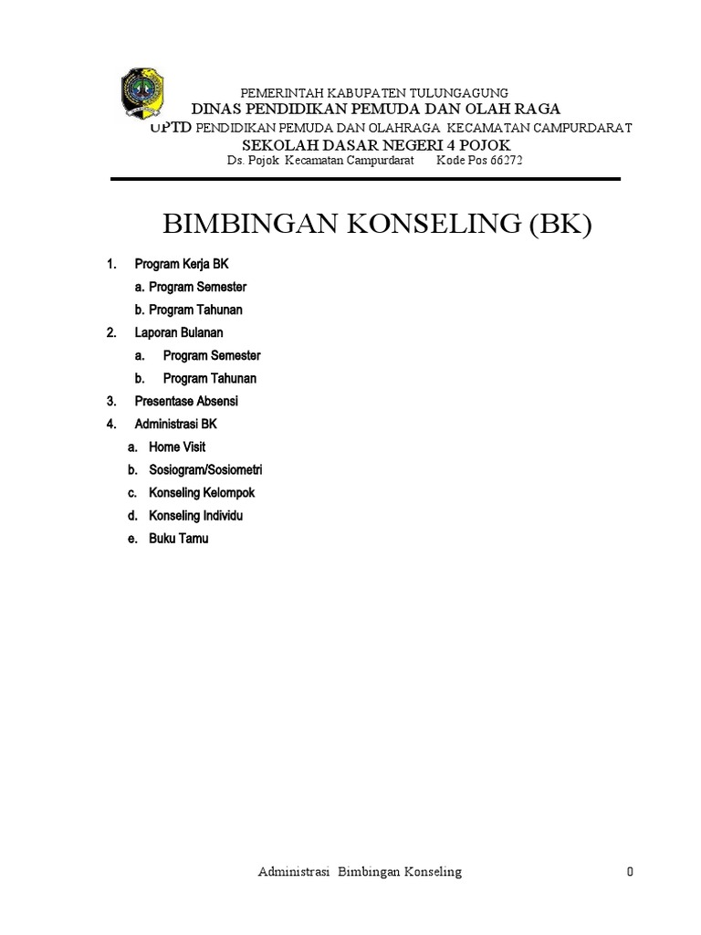 Administrasi BK (CATATAN GURU KELAS) | PDF