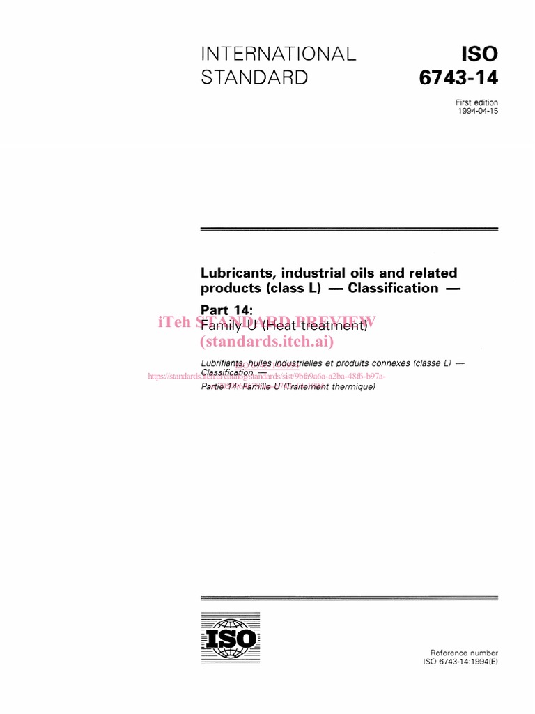 ISO 6743-14: Heat Treatment Lubricants | PDF | International ...