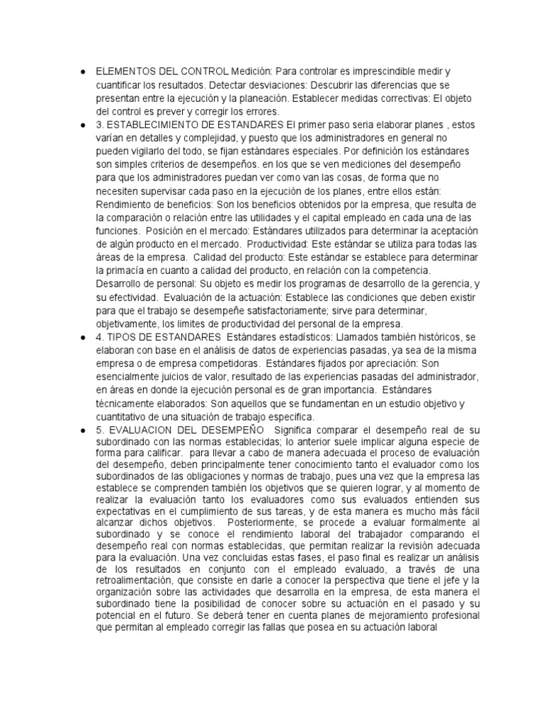 ELEMENTOS DEL CONTROL Medición - para Controlar Es Imprescindible Medir y Cuantificar Los ...
