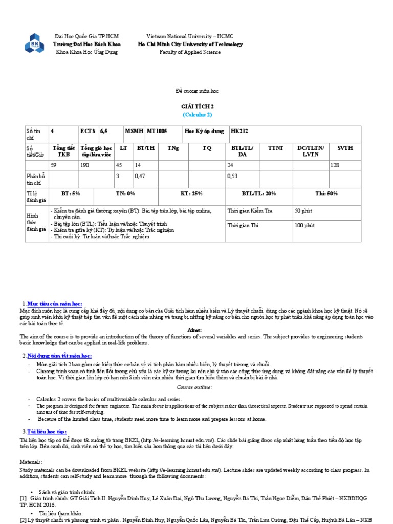 Giai Tich 2 HK212 | PDF