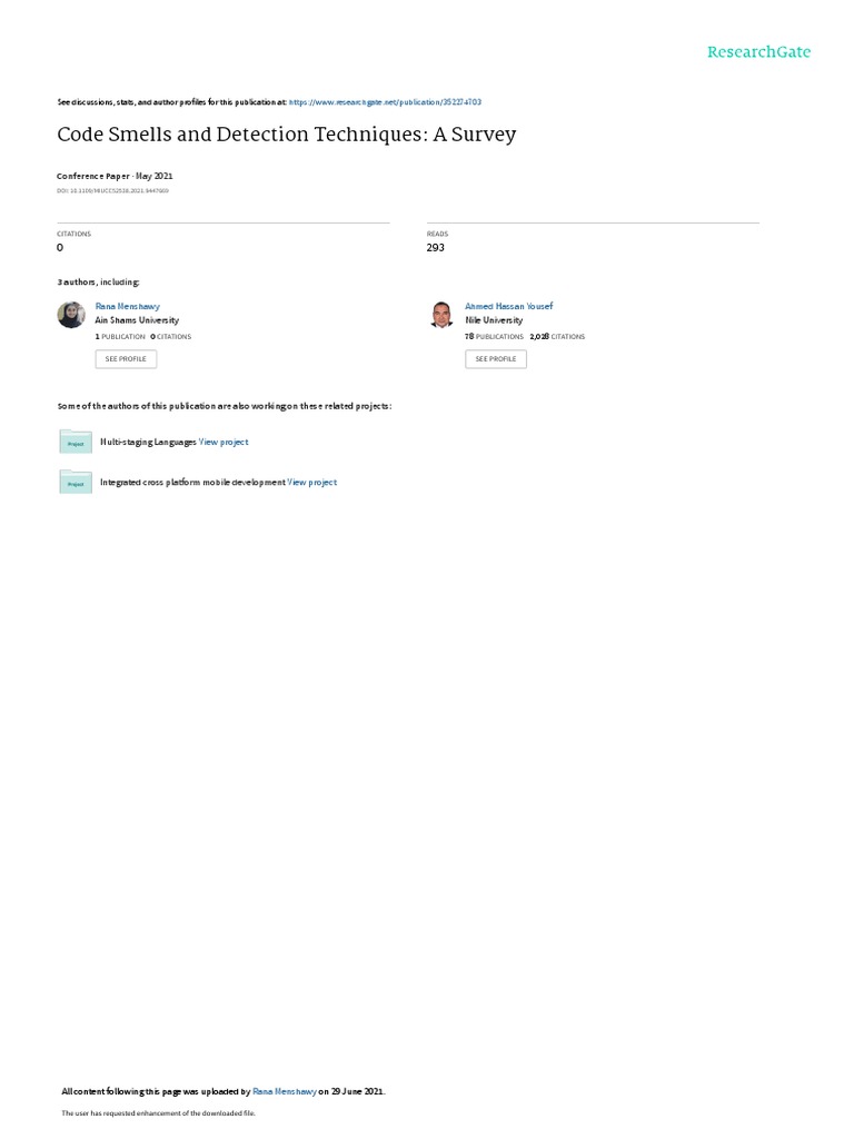 Code Smells and Detection Techniques: A Survey: Conference Paper ...
