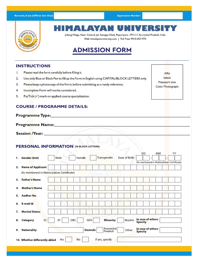 Student Application Form | PDF