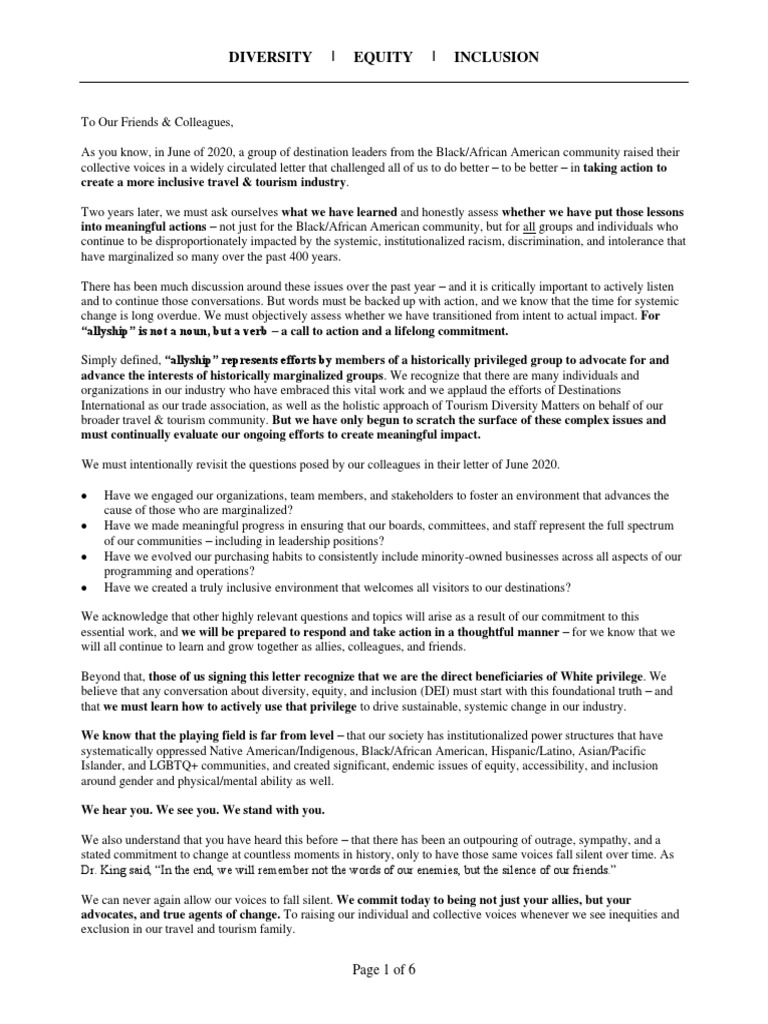 Allyship Letter of Commitment FINAL RELEASE VERSION | PDF | Social ...