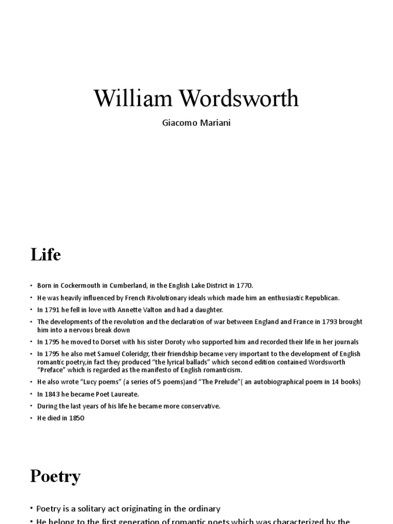 William Wordsworth | PDF | William Wordsworth | Romanticism