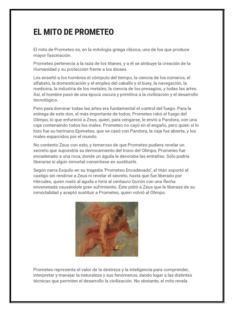 El Mito de Prometeo | PDF | Prometeo