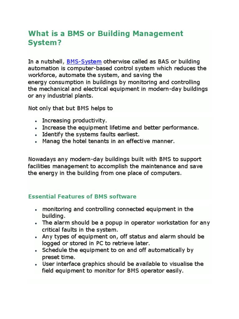 What Is A BMS or Building Management System? | PDF | Duct (Flow ...