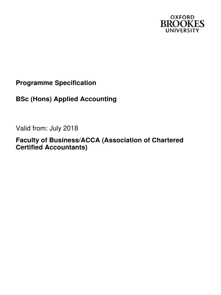 BSc (Hons) in Applied Accounting Overview | PDF | Accounting | Academic ...