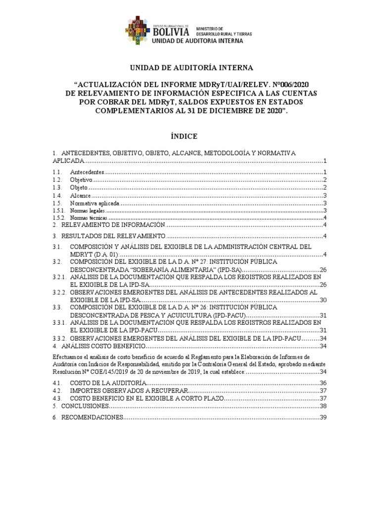 INF. RELEV. CTASXCOB 2021 Corregido REV SUP | PDF | Auditoría | Contabilidad