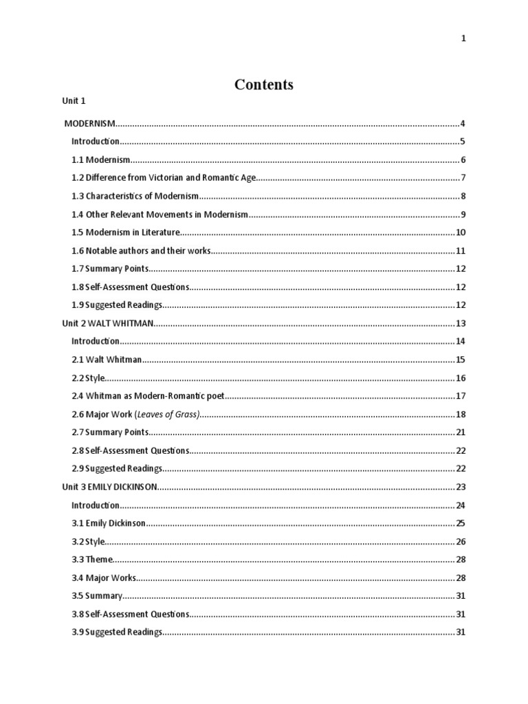 Modern Poetry Study Guide | PDF | Modernism | Leaves Of Grass