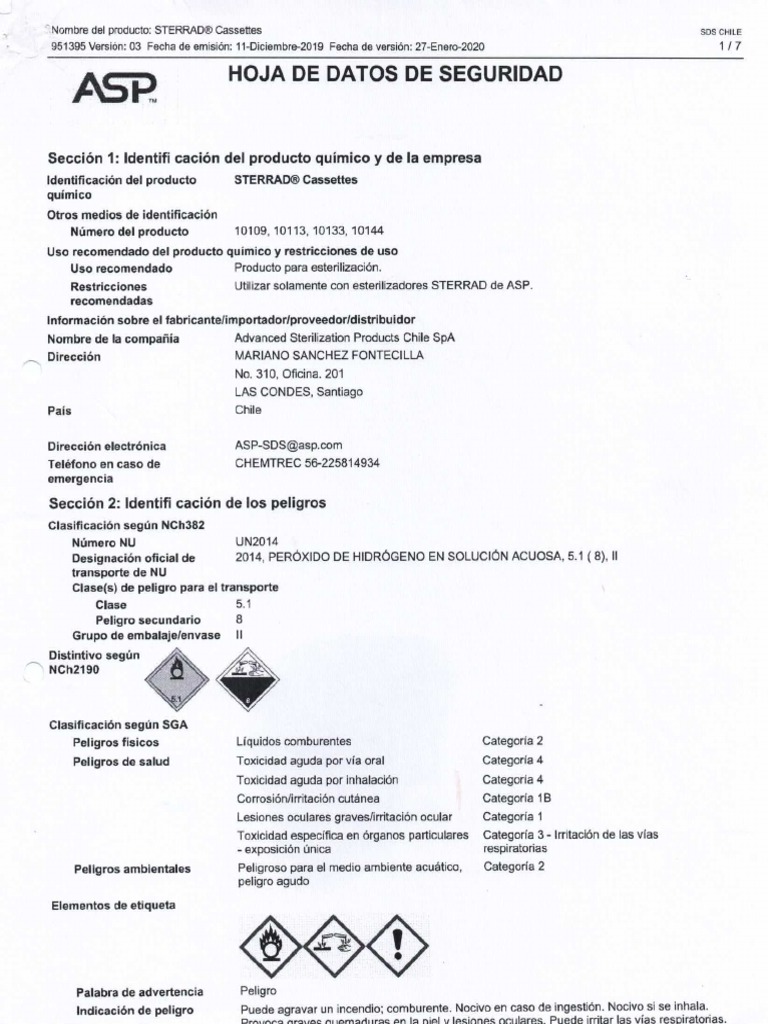 10E Fichas Seguridad Productos Químicos | PDF | Agua | Toxicidad