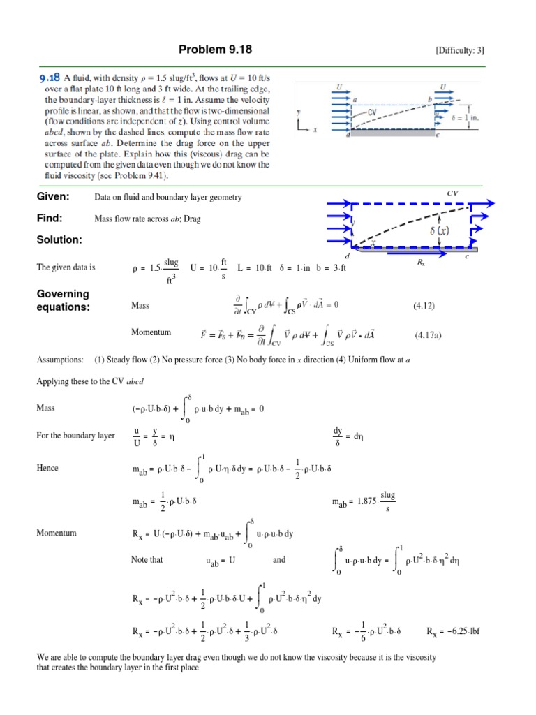 Problem 9.18: Given: Find: Solution | PDF | Boundary Layer | Fluid Dynamics