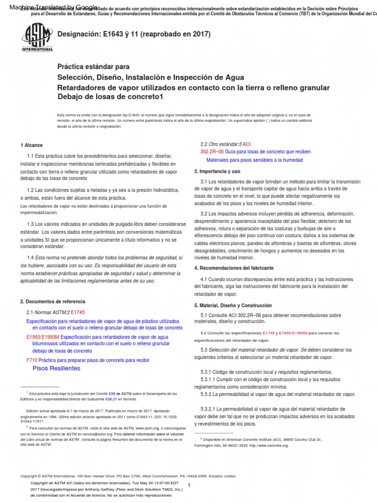 Astm E1643 - 1520374402 | PDF | Agua | Hormigón
