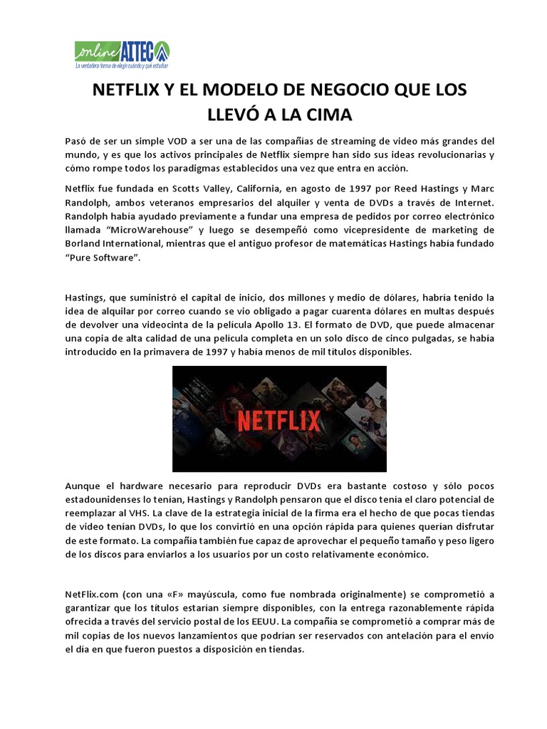 Estudio de Caso 1 - Netflix - Unidad 2 | PDF | Netflix | Streaming Media