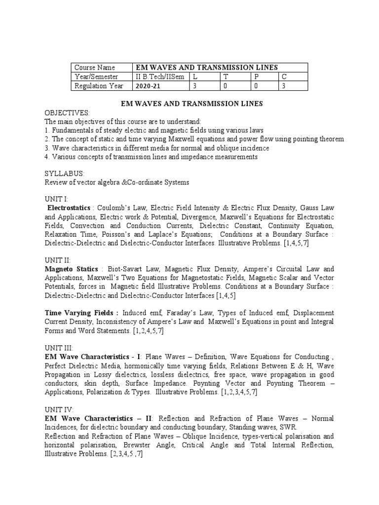 Emtl Ii Ii R20 | PDF | Transmission Line | Waves