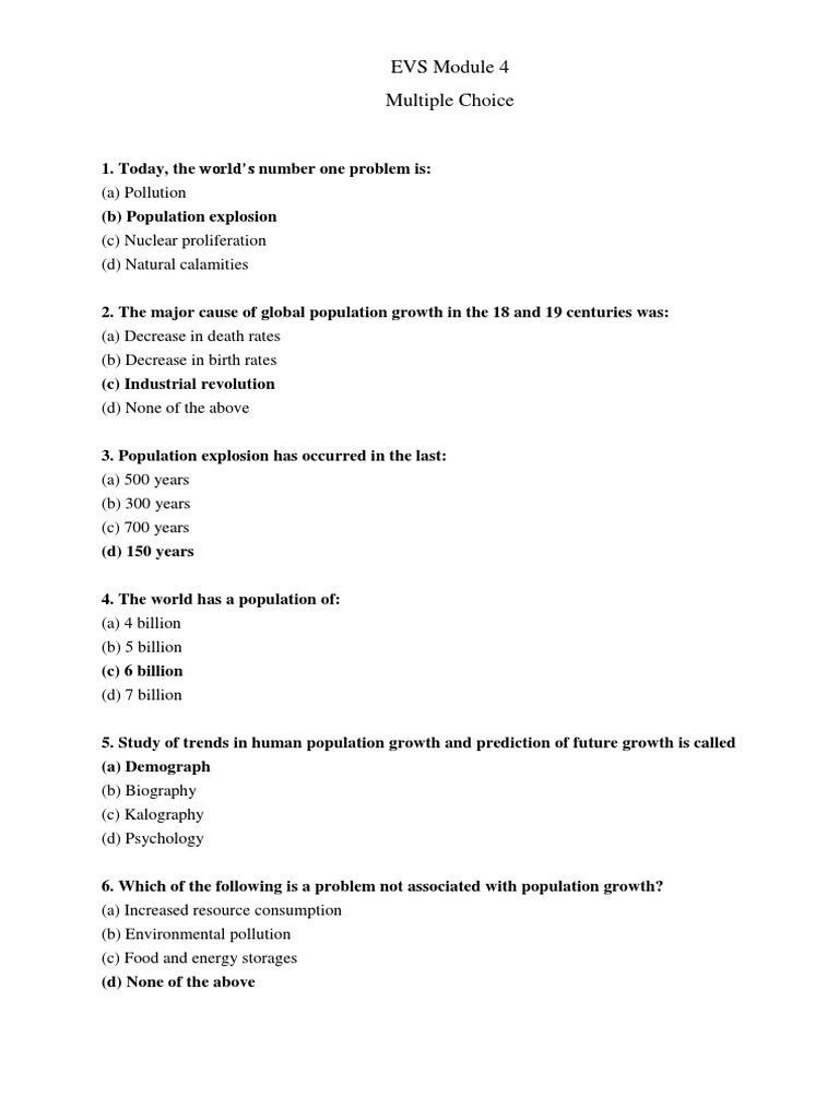 Evs Module 4 MCQ | PDF | Carbon Dioxide | Greenhouse Effect