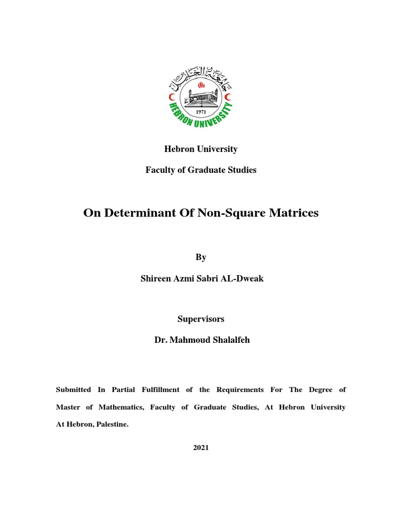 On Determinat of Non Square Matrices | PDF | Determinant | Matrix ...