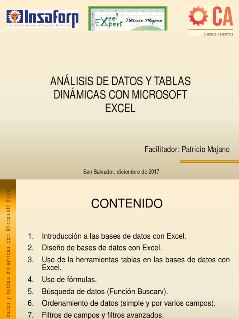 Análisis de Datos y Tablas Dinámicas Con Excel | Descargar gratis PDF ...