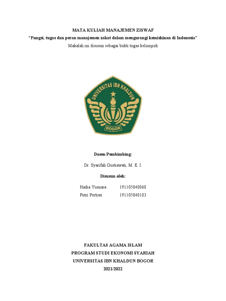 Manajemen ZISWAF Fungsi Dan Tugas Serta Peran | PDF