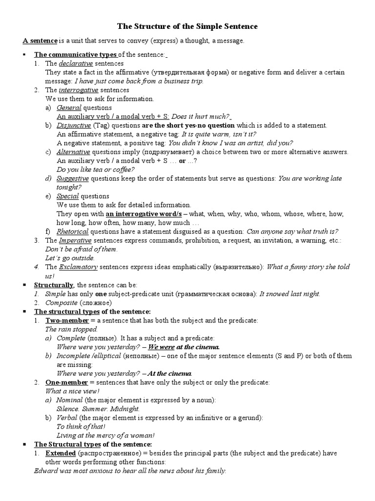 Syntax (Notes) 2И | PDF | Verb | Question