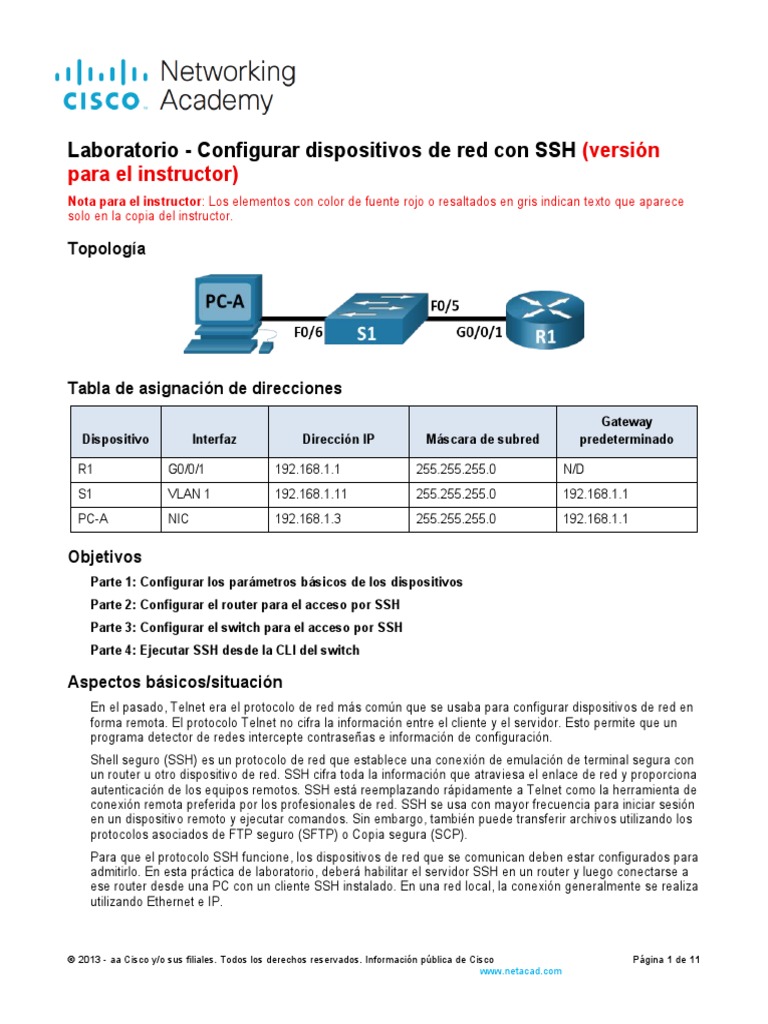 16.4.7 Lab - Configure Network Devices With SSH - ILM | PDF | Enrutador (Computación) | Cubierta ...