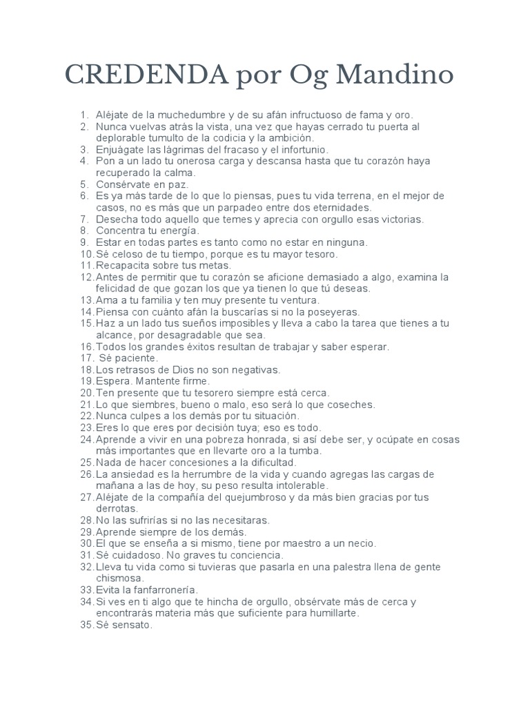 CREDENDA Por Og Mandino | PDF