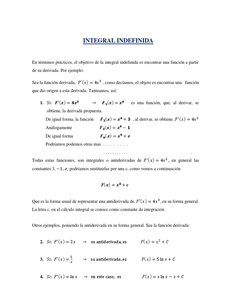 Clase 01 de Integral Indefinida | PDF | Integral | Derivado