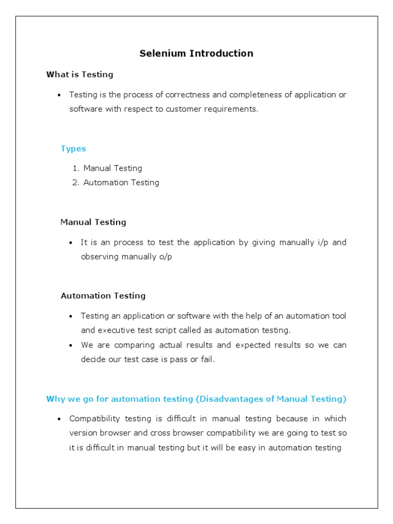 Selenium Introduction | PDF | Selenium (Software) | Computing
