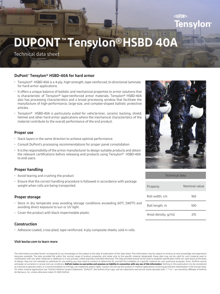 DUPONT Tensylon® HSBD 40A: Technical Data Sheet | PDF | Trademark