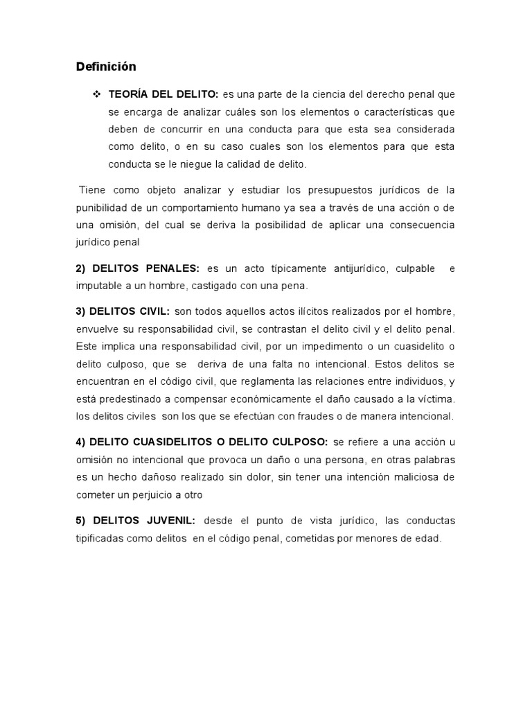 Definición y Clasificación de Delitos | PDF | Derecho penal | Ley Pública