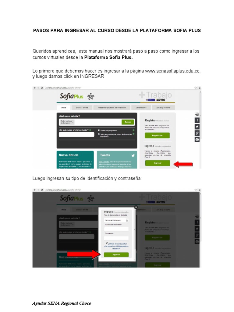 Acceso a Cursos en Sofia Plus | PDF | Informática