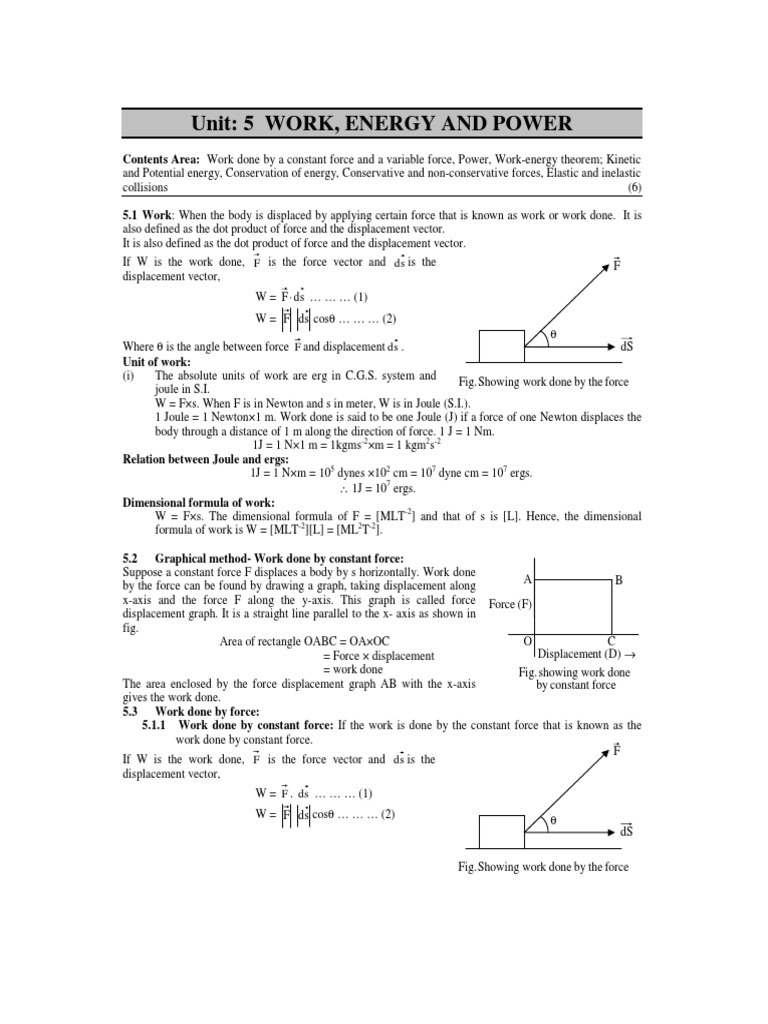 Work, Energy and Power | PDF | Collision | Force