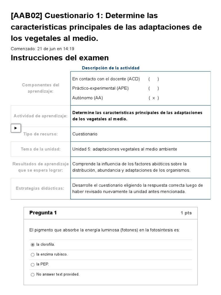 Examen - (AAB02) Cuestionario 1 - Determine Las Características ...