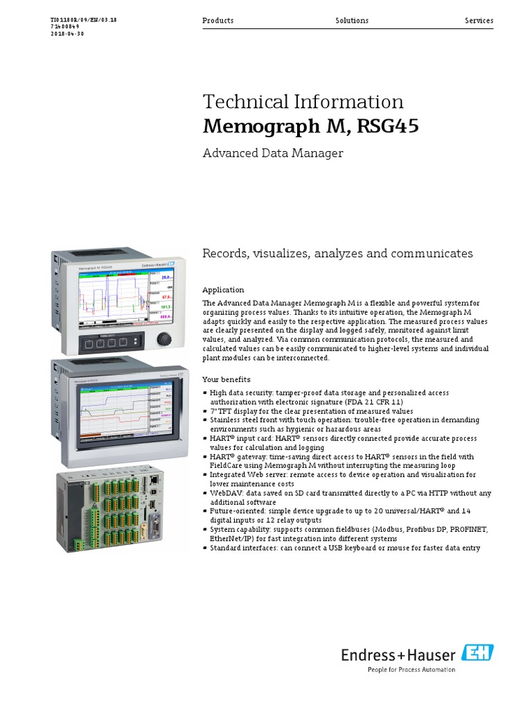 Technical Information Memograph M, RSG45: Advanced Data Manager | PDF ...