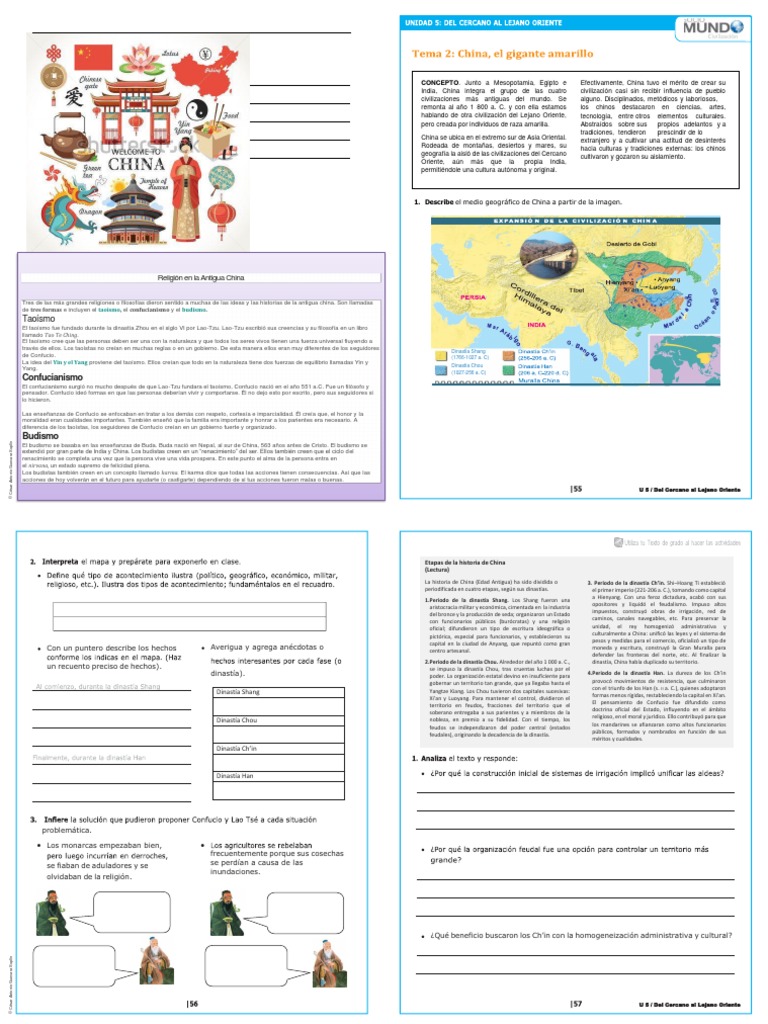 Hoja de Trabajo de La Cultura China | PDF | Laozi | China