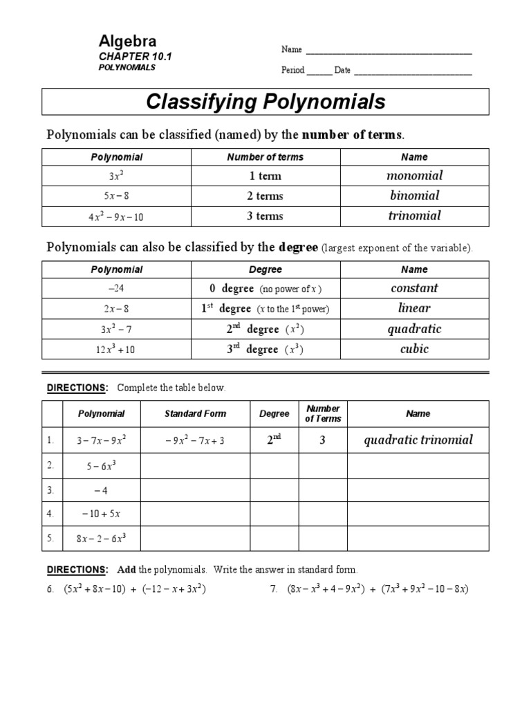Classifying Polynomials: Algebra | PDF | Polynomial | Applied Mathematics