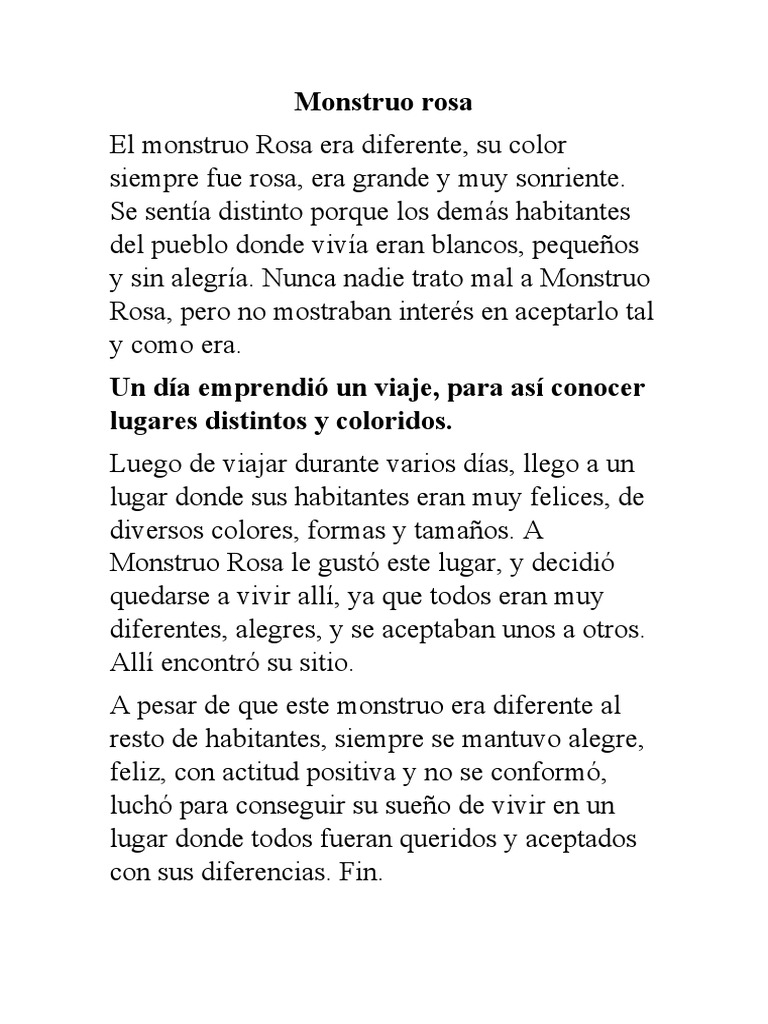 Cuento y Mas Cuento - Monstruo Rosa | PDF