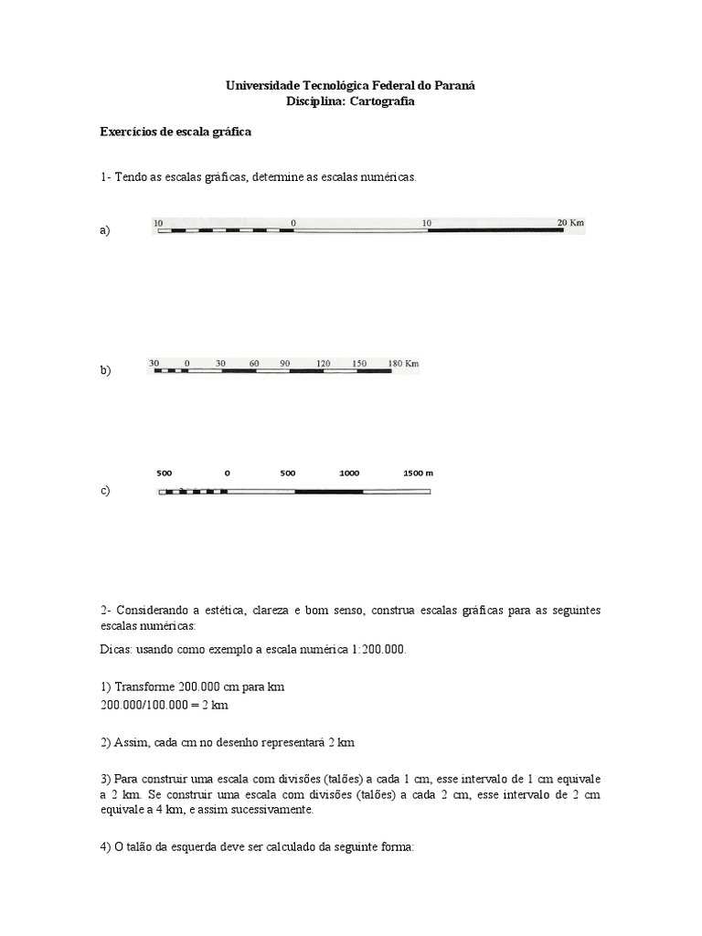 Aula 5 - Exercícios Escala Gráfica | PDF