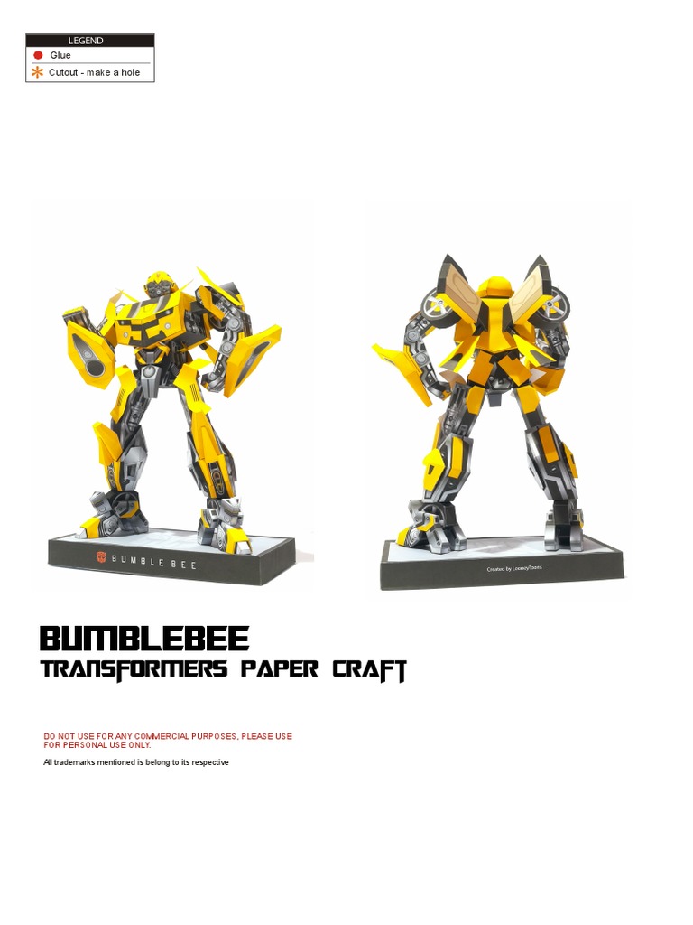 Step-by-step instructions for making a paper bumblebee Transformer ...