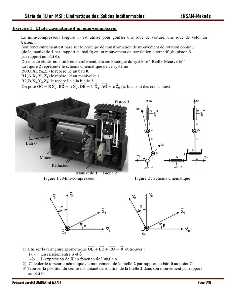 SERIE TD2 - Cinematique - 2020 2021 | PDF | Mouvement de rotation | Cinématique