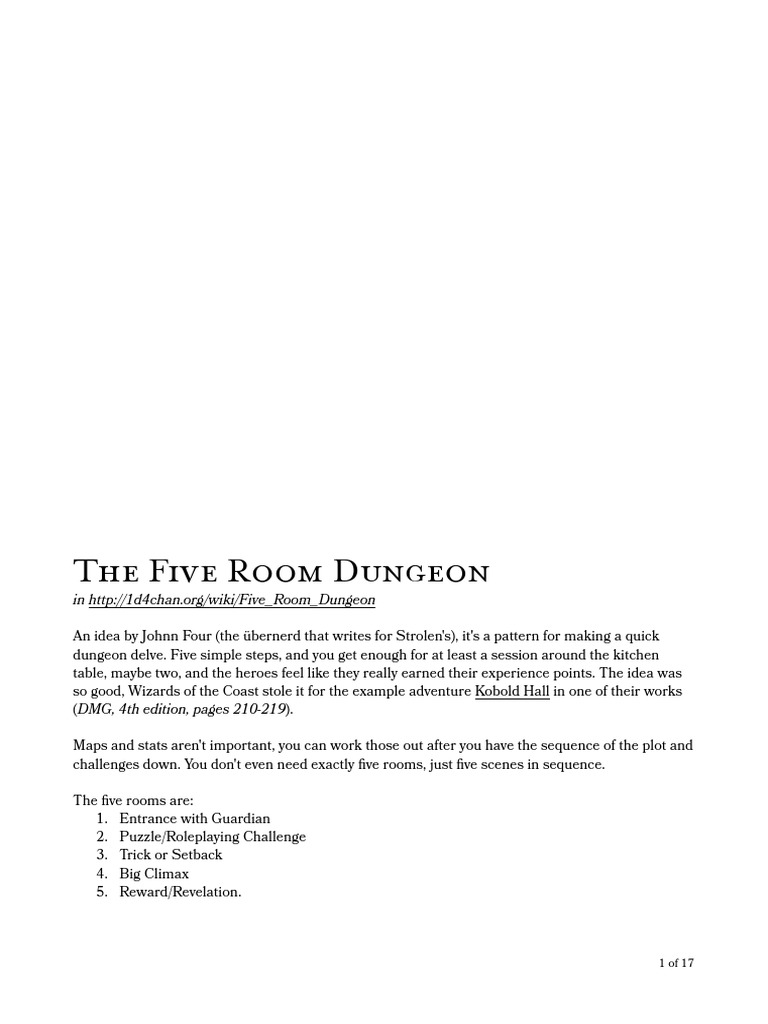 The 5 Room Dungeon | PDF