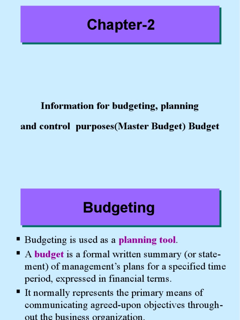 Master Budget And Its Role In Planning Pdf Income Statement Budget