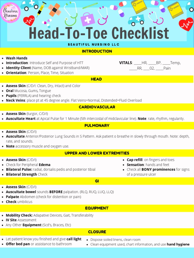 Head-To-Toe Checklist: Beautiful Nursing LLC | PDF | Clinical Medicine ...
