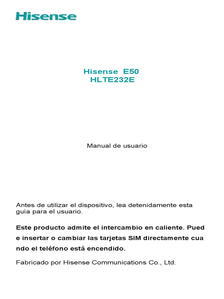 Hisense E50 HLTE232E: Manual de Usuario | PDF | Radio | Auriculares
