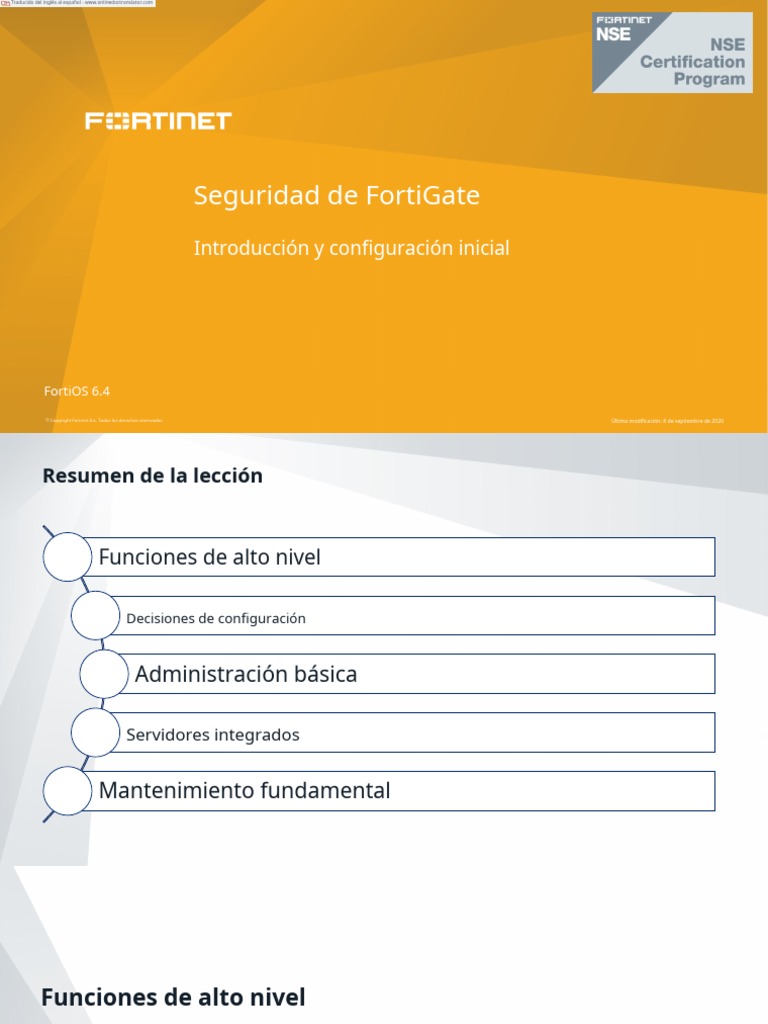 FortiGate Sec 01 Introduction OL - Es | PDF | sistema de nombres de dominio | Dirección IP
