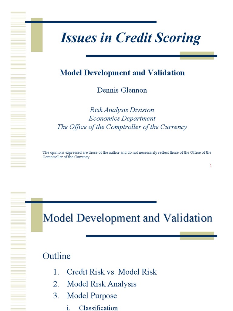 Issues in Credit Scoring: Model Development and Validation | PDF ...