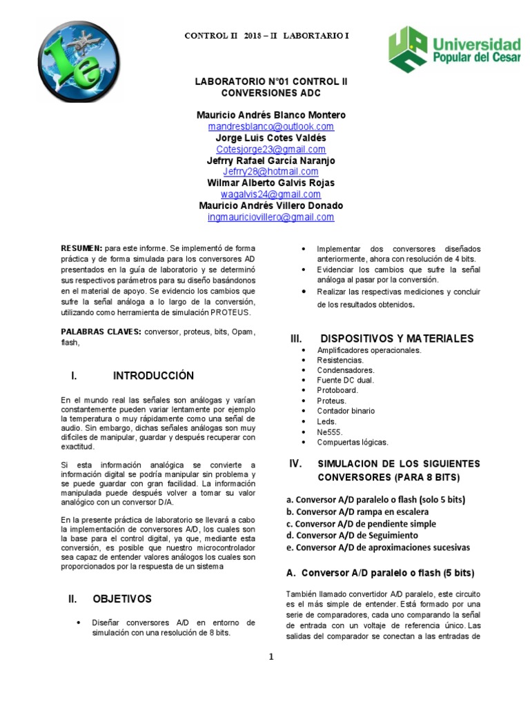 Lab1 Control Ii | PDF | Conversor analógico a digital | Convertidor digital a analógico
